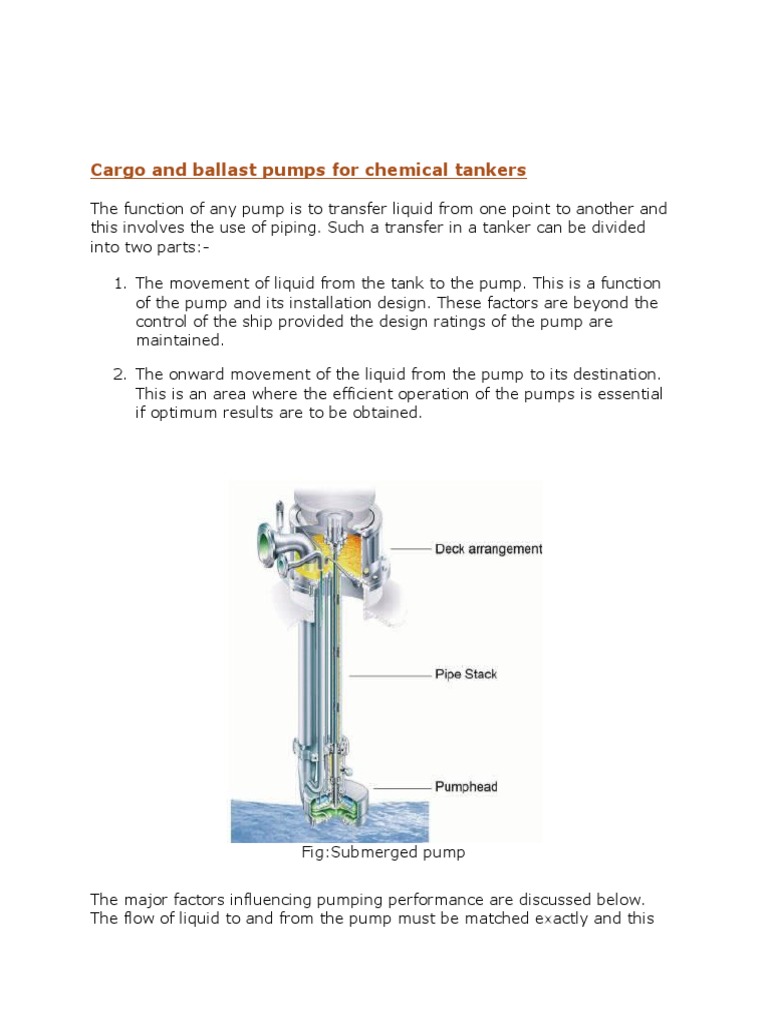 Cargo and Ballast Pumps For Chemical Tankers | PDF | Pump | Oil Tanker