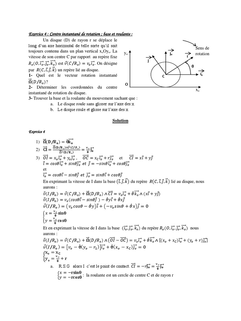 Exercice sur le centre de rotation | PDF | Mouvement de rotation ...
