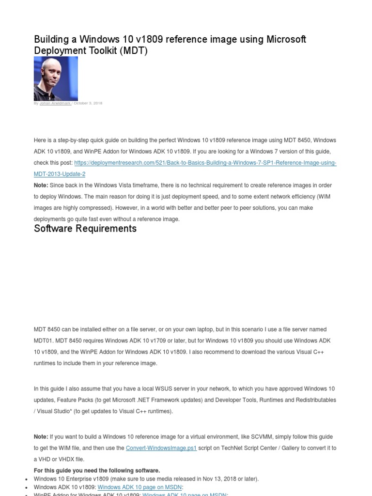 Building A Windows 10 v1809 Reference Image Using Microsoft Deployment Toolkit | PDF | Windows ...