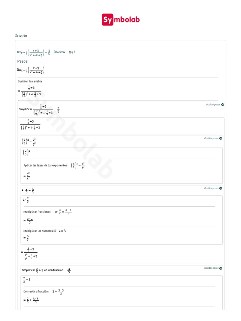 Limit of X To (2 (3) ) ( - Frac (x+3) - (X 2+4x+3) ) - Calculadora de ...