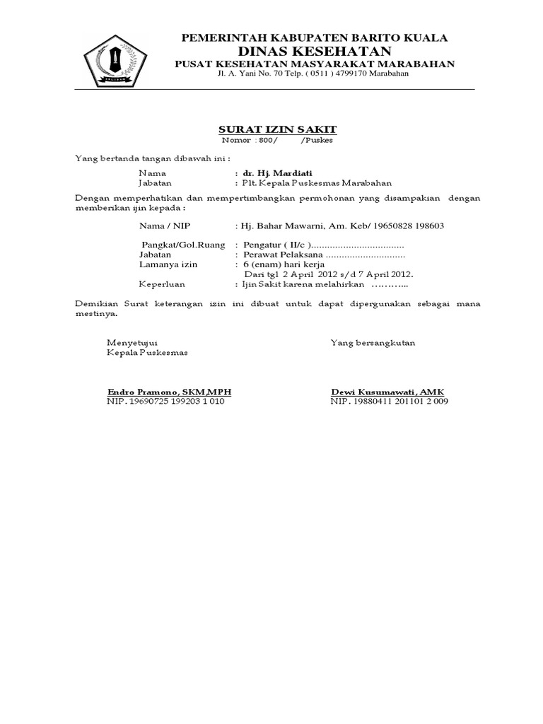 Surat Ijin Sakit | PDF