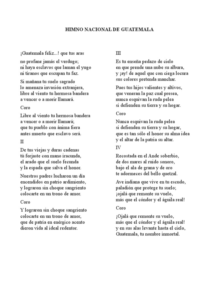 Himno Nacional de Guatemala | PDF