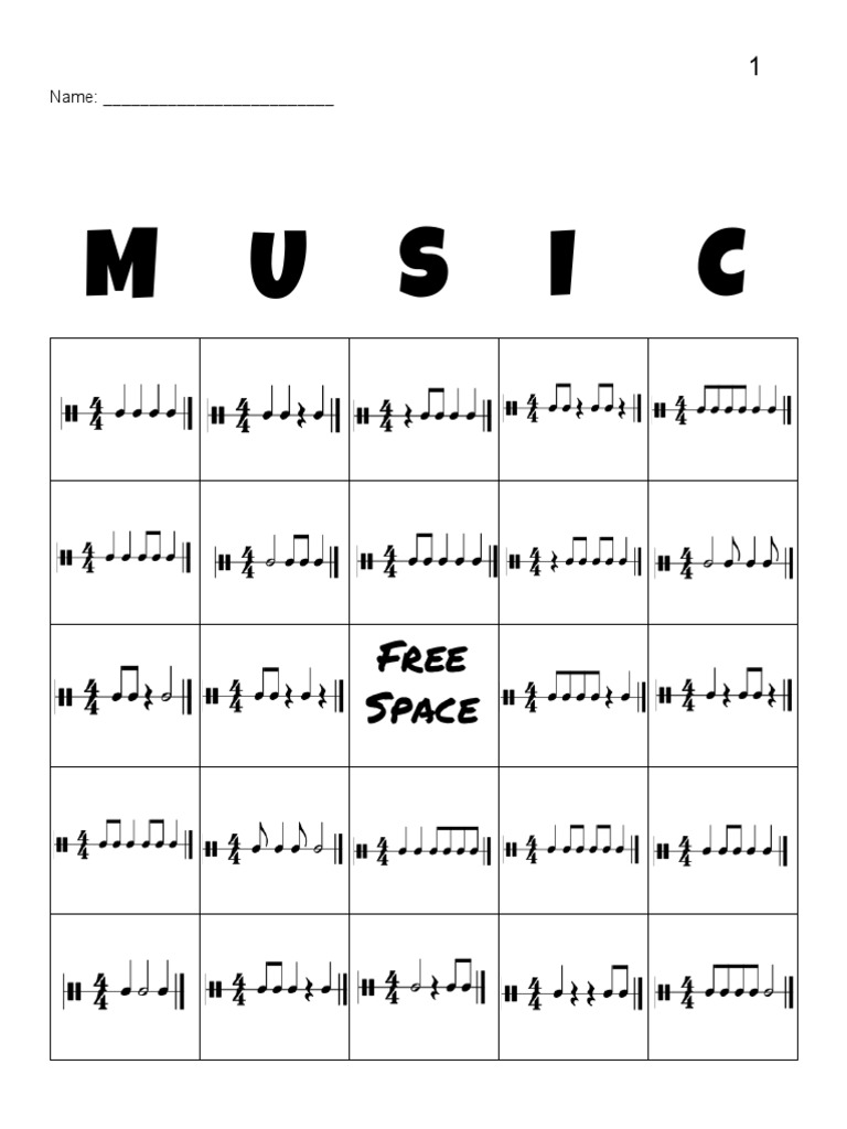 Music Rhythm Bingo | PDF