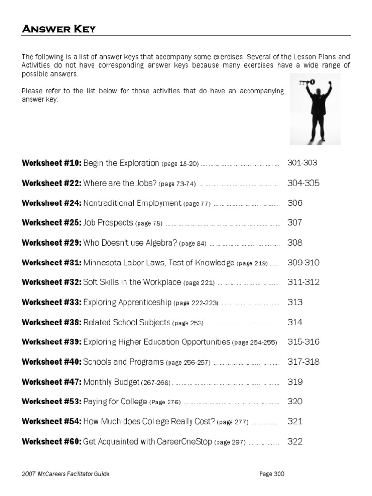 Career Exploration Worksheet AnswerKeys 07 2694 PDF | PDF ...