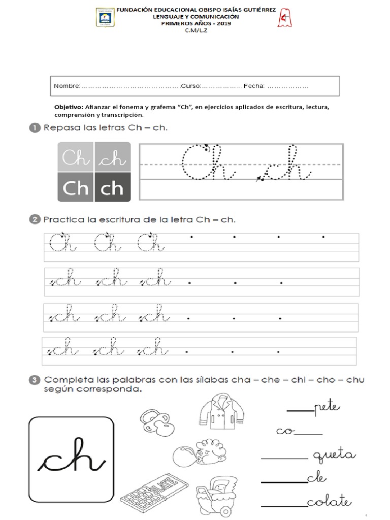 Actividades para trabajar la letra ch | PDF | Semiótica | Ortografía
