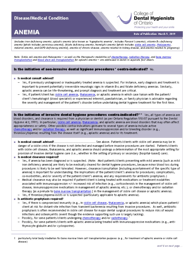 CDHO Factsheet Anemia | PDF | Anemia | Medical Specialties