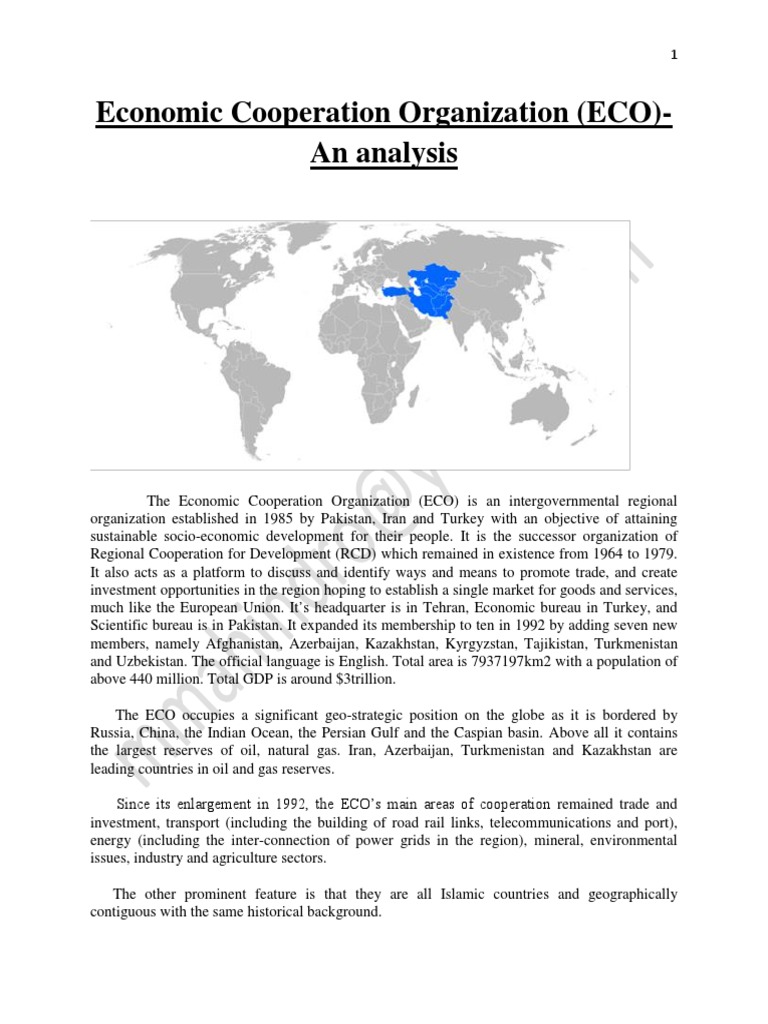 Economic Cooperation Organization (ECO) - An Analysis | PDF | Economies