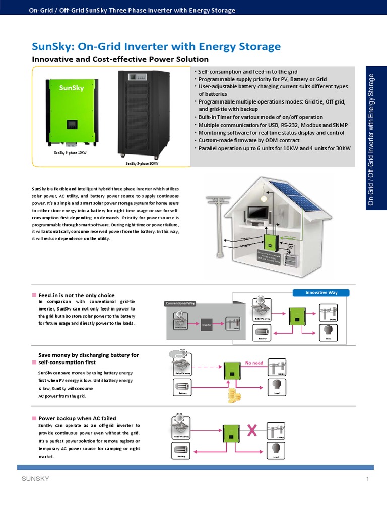 Brochure Inversor Sunsky Trifasico | PDF | Photovoltaic System | Solar ...