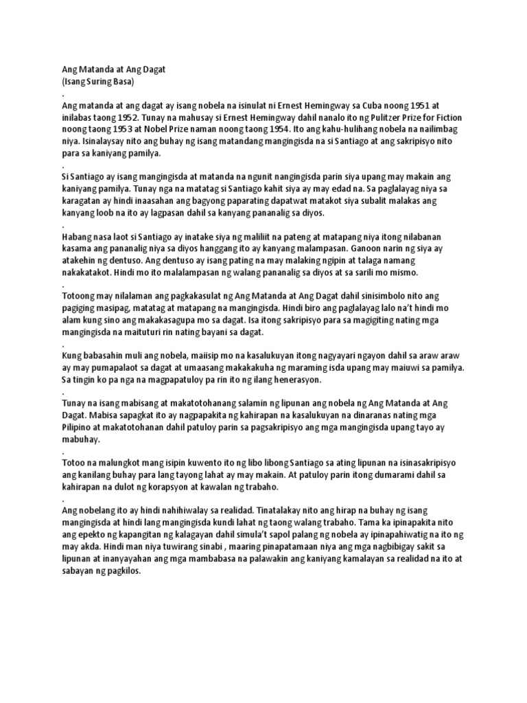 Ang Matanda at Ang Dagat | PDF