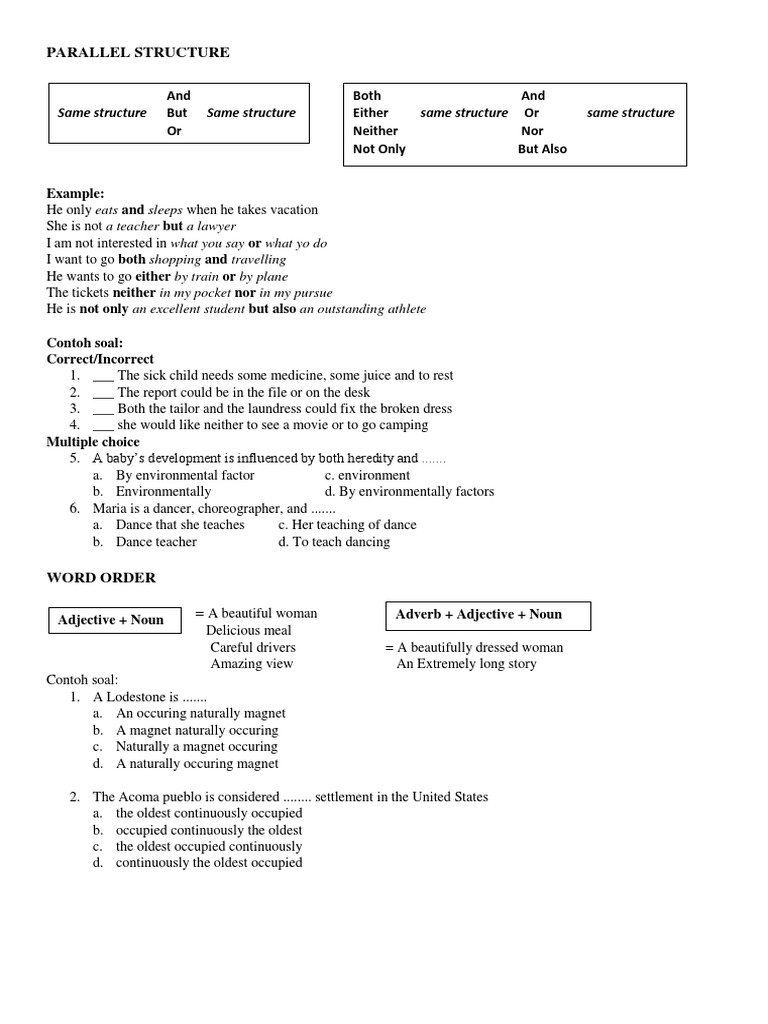 Parallel Structure | PDF | Adjective | Nature