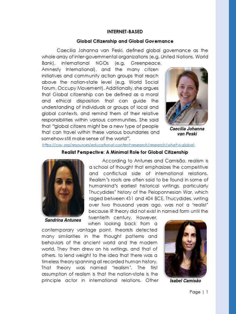 Global Citizenship and Global Governance | PDF | Political Theories ...