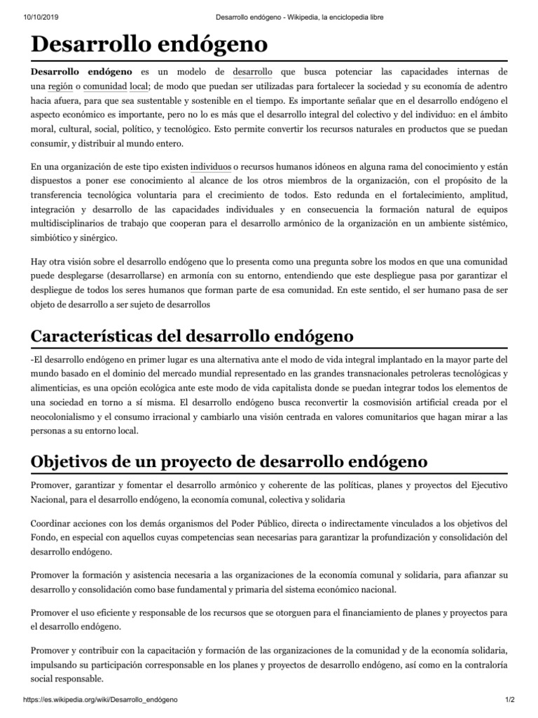 Desarrollo Endógeno - Wikipedia, La Enciclopedia Libre | PDF ...