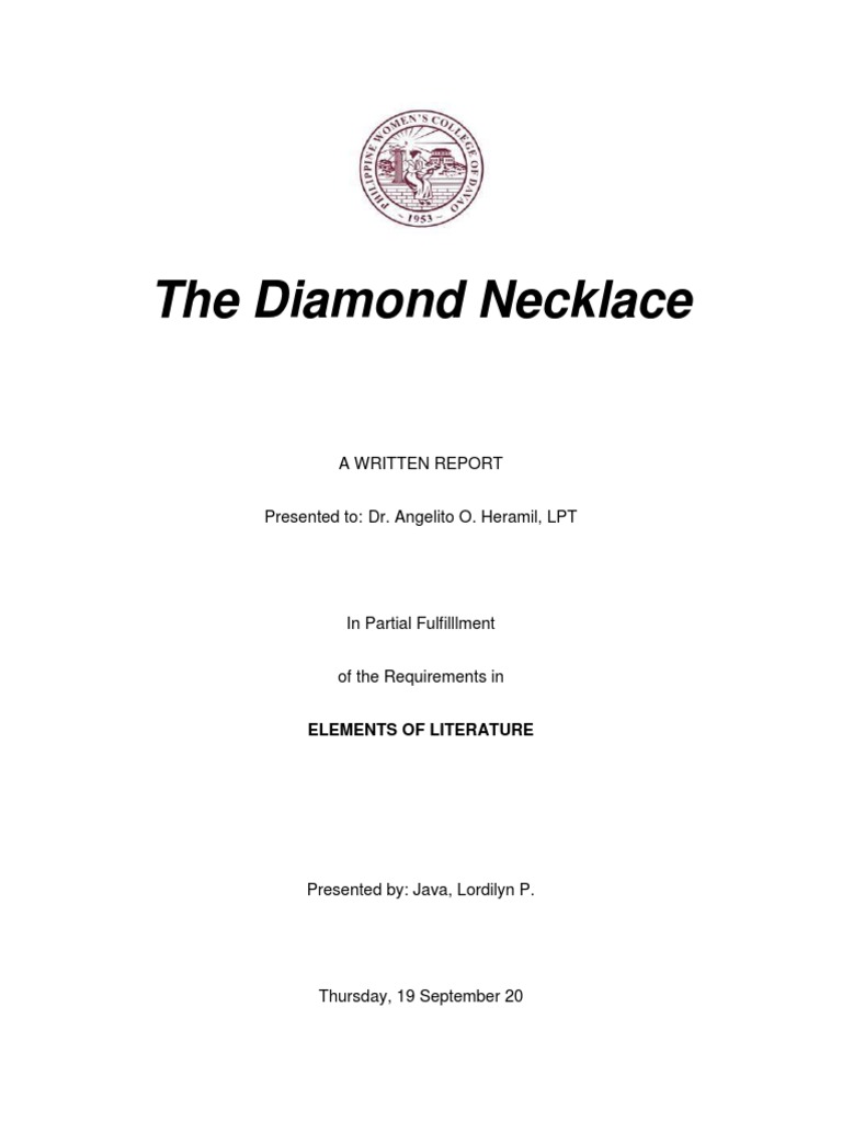 The Diamond Necklace | PDF | Guy De Maupassant | Jewelry