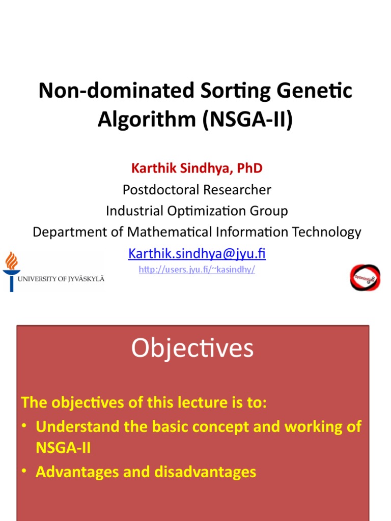 Non-Dominated Sorting Genetic Algorithm (Nsga-Ii) : Karthik Sindhya, PHD | PDF
