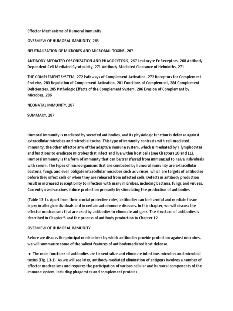 Mechanisms of Humoral Immunity | PDF | Complement System | Antibody