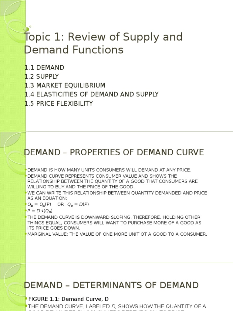 Topic 1 Review of Supply and Demand Functions | PDF | Supply And Demand ...