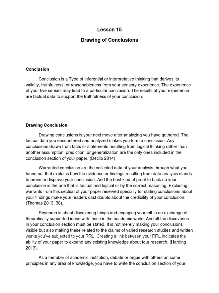 Lesson 15 Drawing of Conclusions: Conclusion | PDF | Citation ...