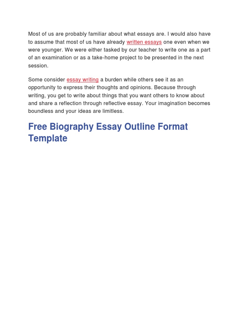Free Biography Essay Outline Format Template: Written Essays | PDF ...