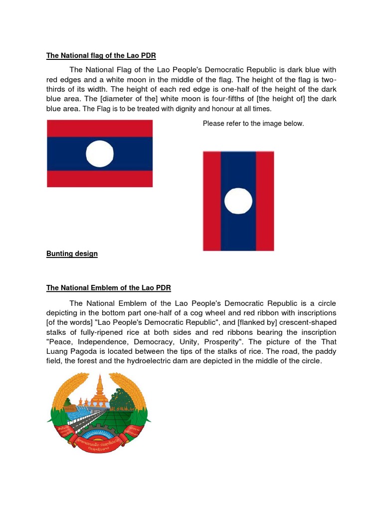Lao PDR National Flag and Emblem Explained | PDF | Politics | Travel