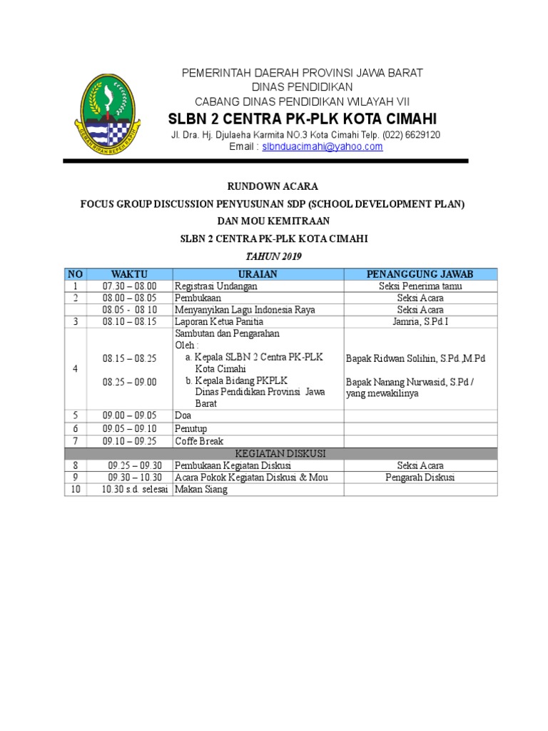 Rundown Acara FGD | PDF