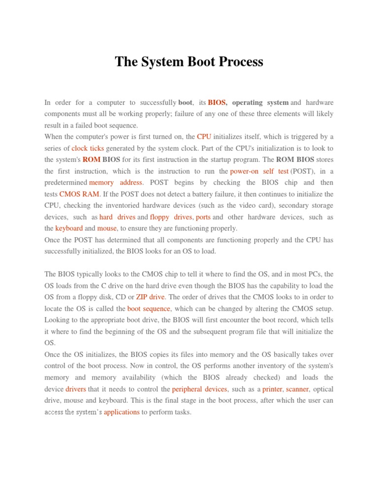 The System Boot Process:, Operating System and Hardware | PDF | Booting ...
