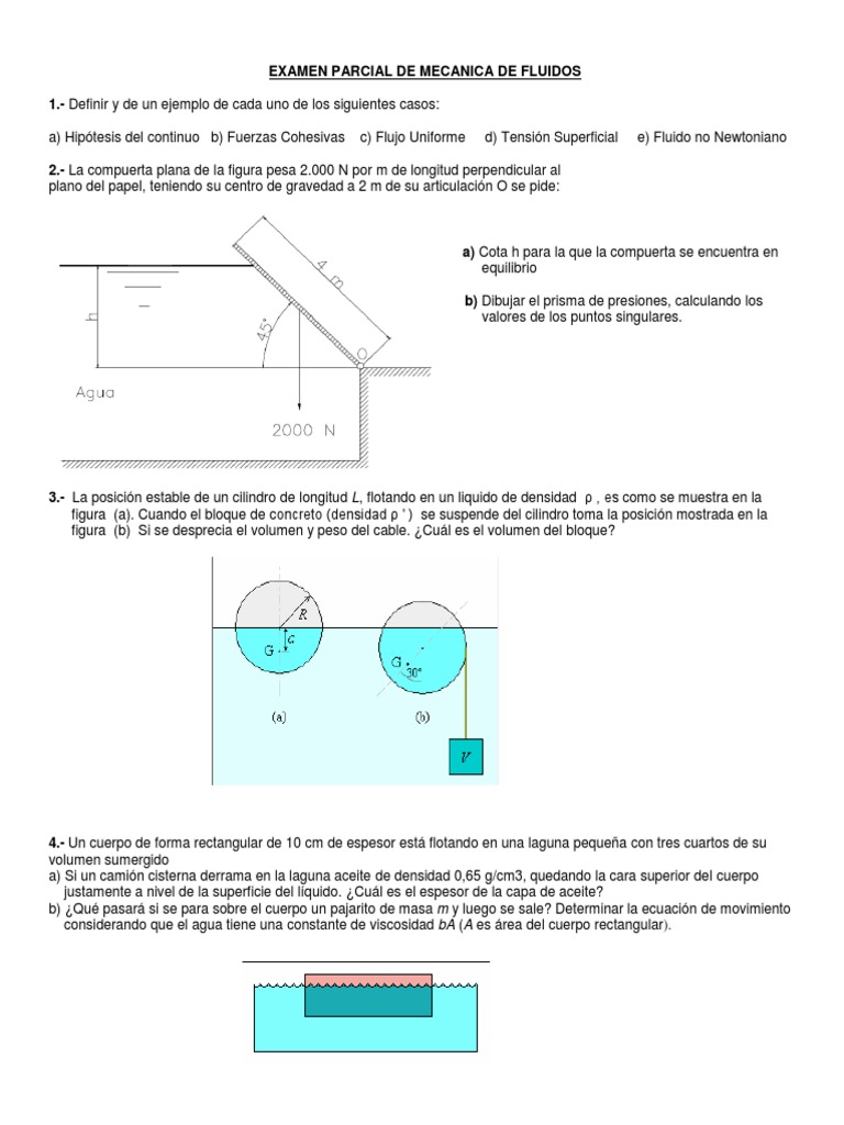 Examen Parcial de Mecanica de Fluidos PDF | PDF