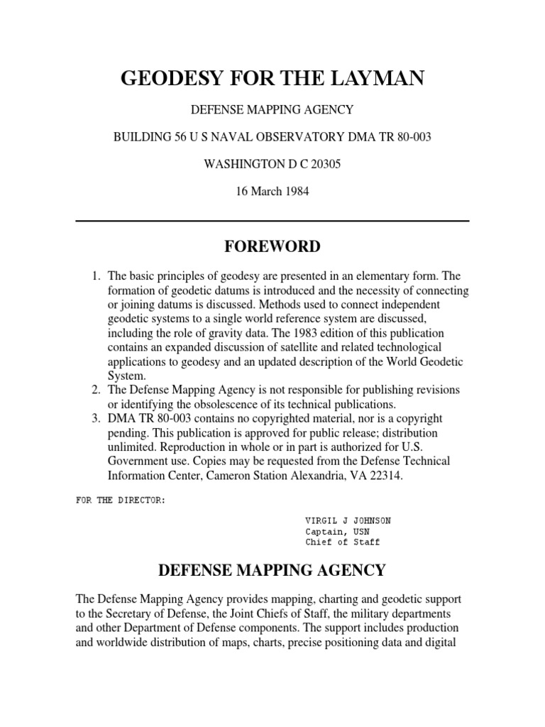 Geodesy For The Layman: Foreword | PDF | Geodesy | Geomatics