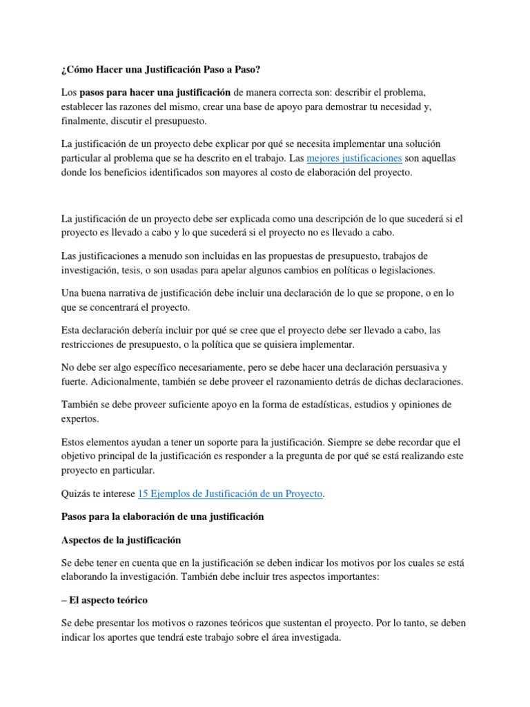 Cómo Hacer Una Justificación Paso A Paso | PDF | Teoría de la ...