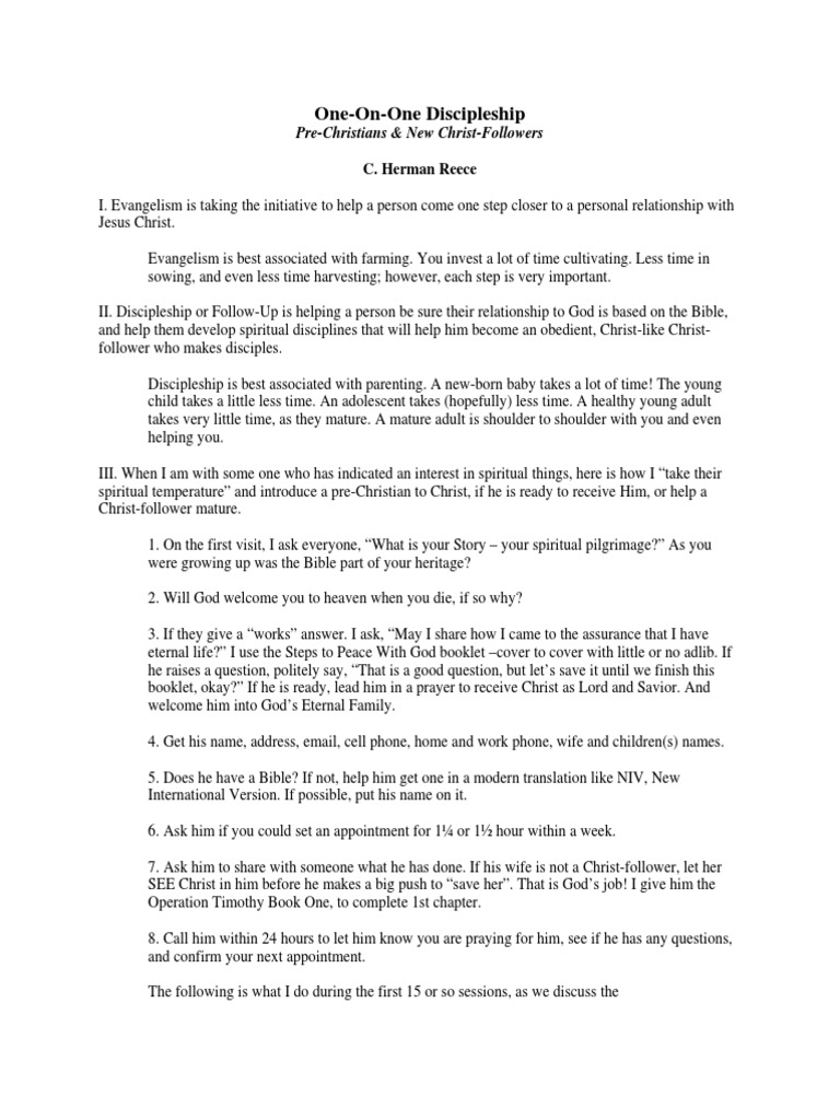 One-On-One Discipleship: Pre-Christians & New Christ-Followers | PDF ...
