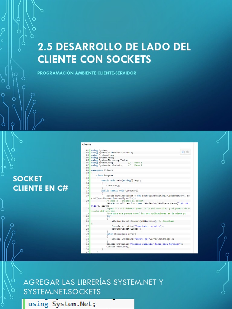 2.5 Desarrollo de Lado Del Cliente Con Sockets: Programación Ambiente Cliente-Servidor | PDF