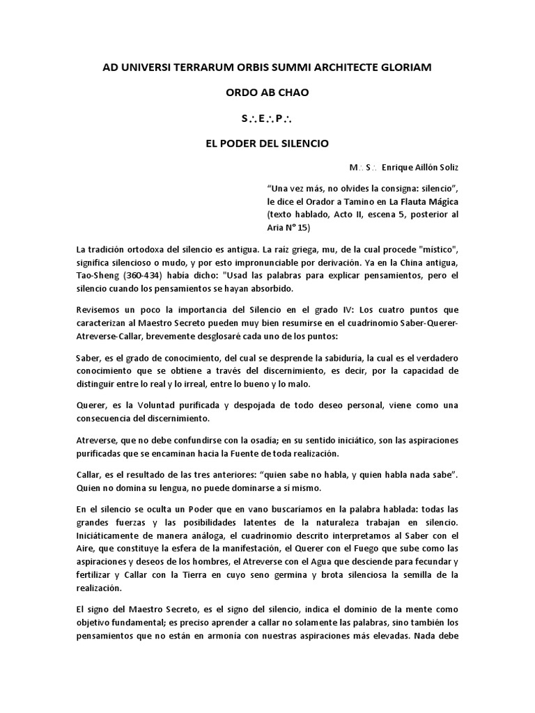 El Poder Del Silencio Pdf Mente Amor