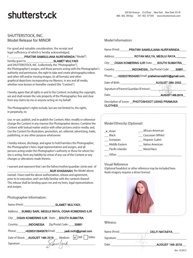 Contoh Minor Model Release Untuk Shutterstock | PDF | Social Science