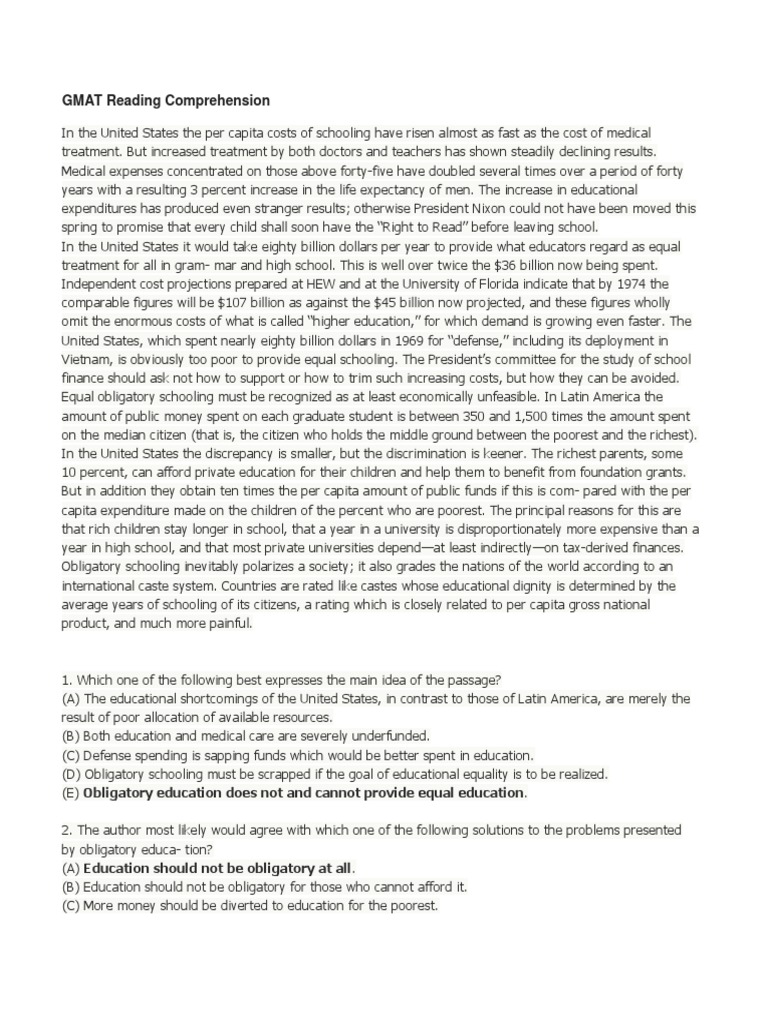 GMAT Reading Comprehension | PDF | Infection | Hiv/Aids