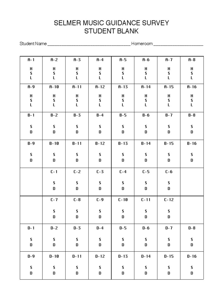 Selmer Music Guidance Survey Form | PDF