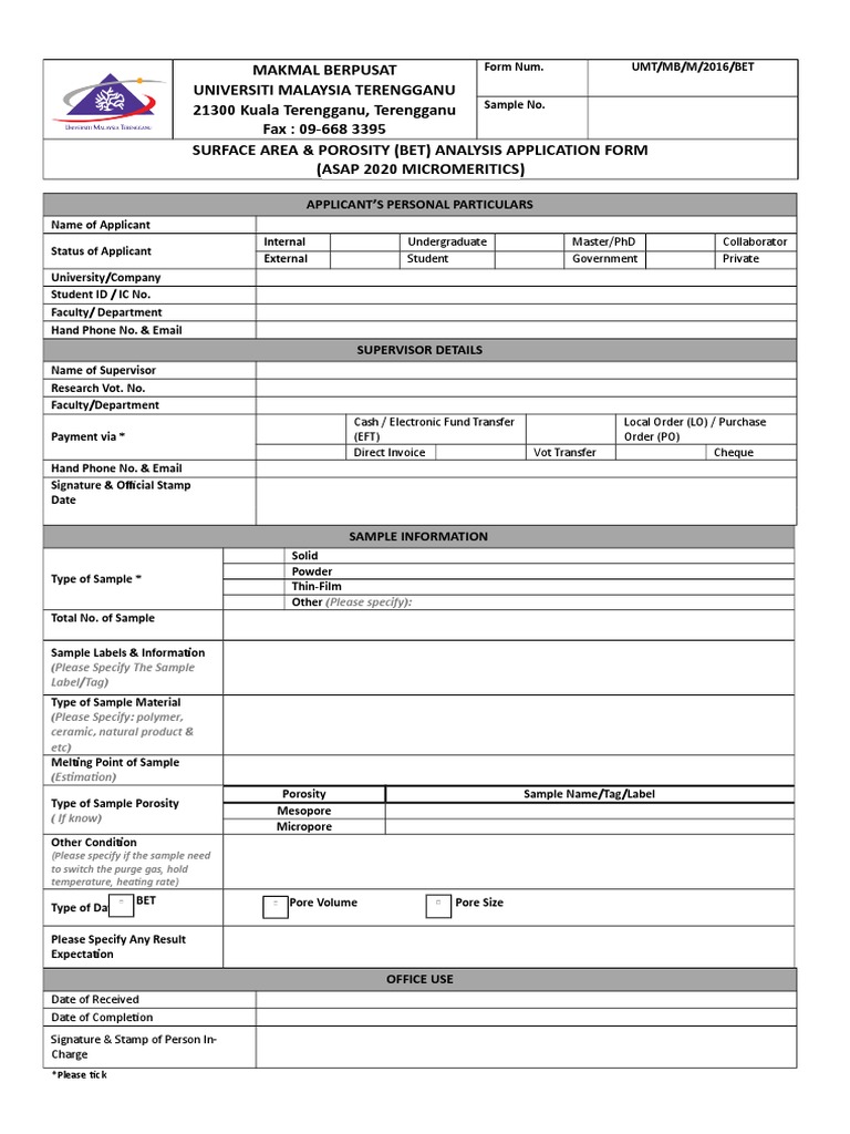 BET Form | PDF | Porosity | Chemistry