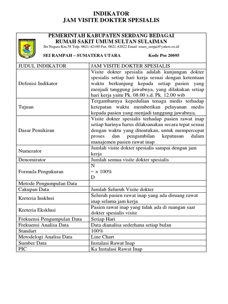 INDIKATOR Jam Visite Dokter | PDF