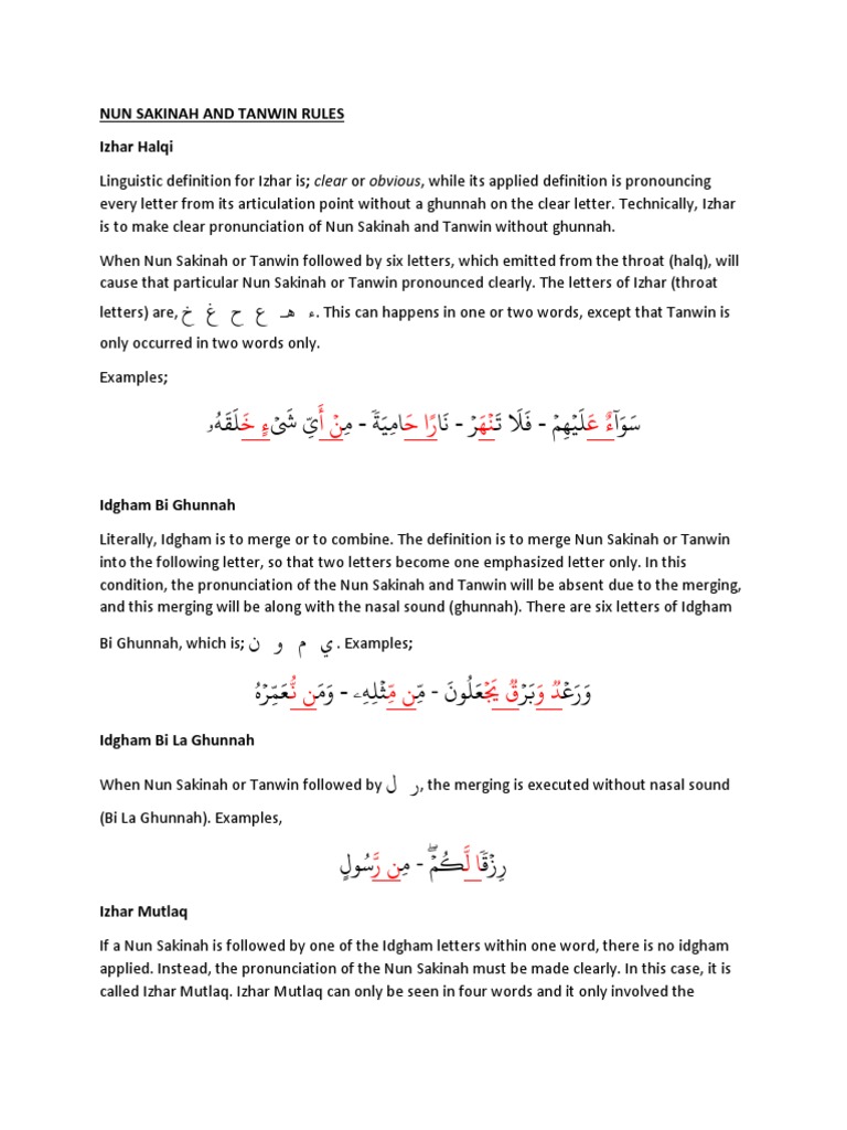 Tajwid Rules: Izhar and Idgham Explained | PDF | Human Voice | Languages