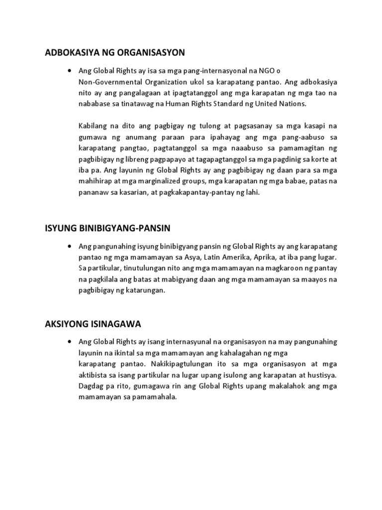 Adbokasiya NG Organisasyon | PDF