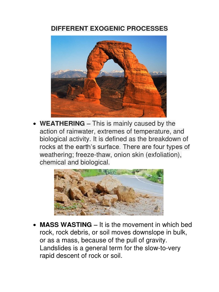 Different Exogenic Processes | PDF | Science & Mathematics