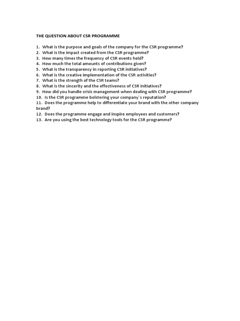 CSR Questions PDF | PDF