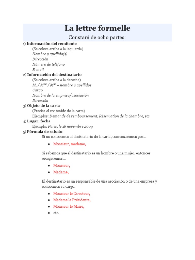 Écrire Une Lettre Formelle | PDF