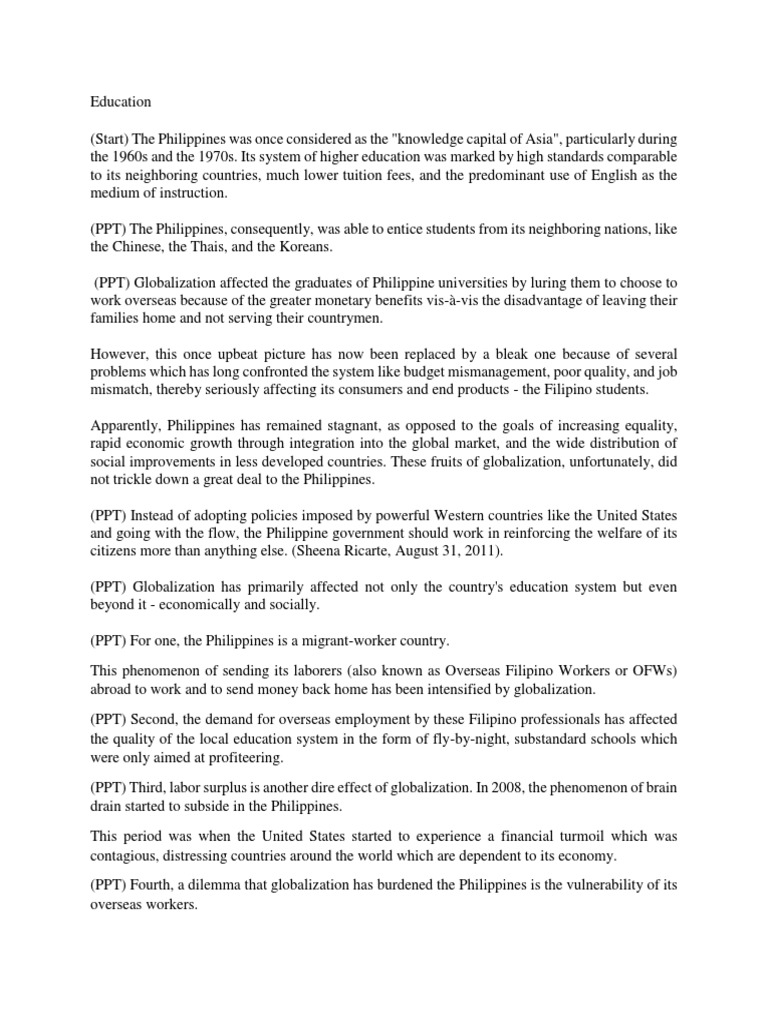 Globalization in Philippines | PDF | Philippines | Globalization