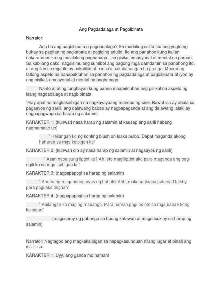 Ang Pagdadalaga at Pagbibinata Narrator