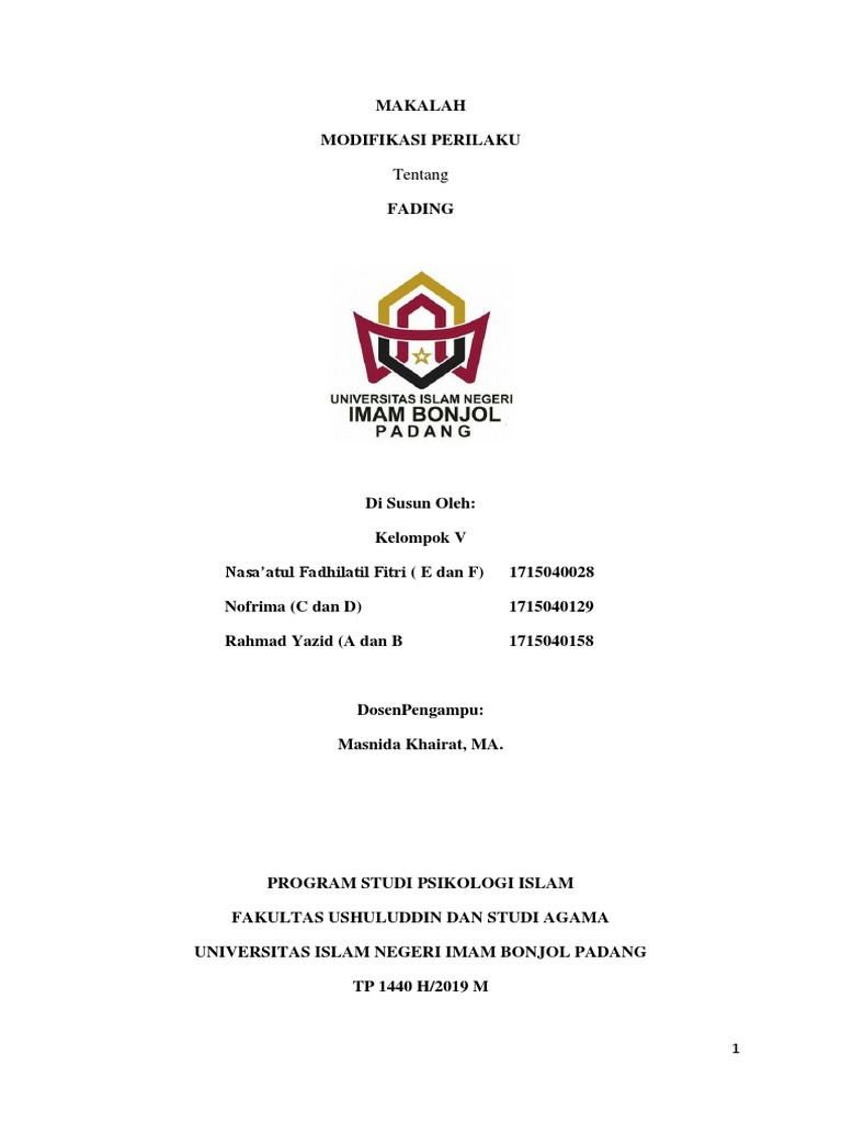 Memahami Teknik Fading dalam Psikologi | PDF | Karier & Perkembangan ...