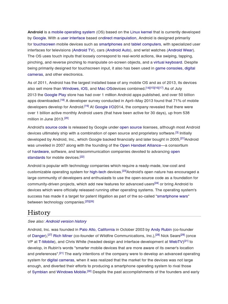 History: Android Is A | PDF | Android (Operating System) | Google Play