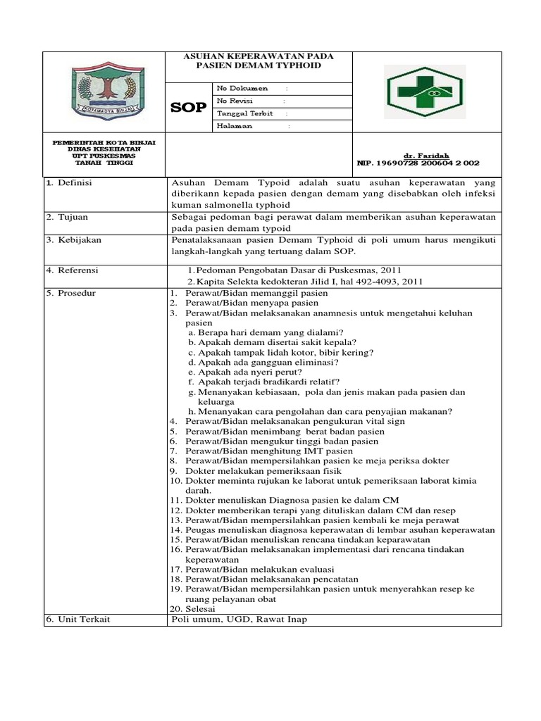 Sop Askep Demam Typhoid | PDF