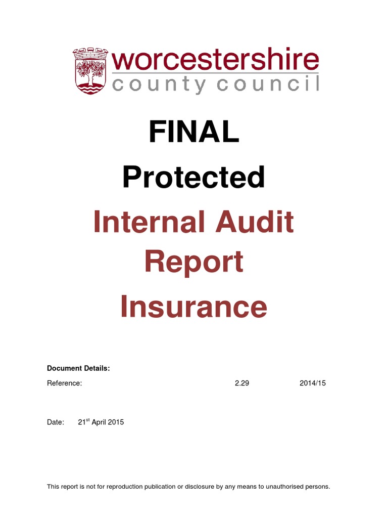 Internal Audit Report: Insurance Review | PDF | Insurance | Risk Management