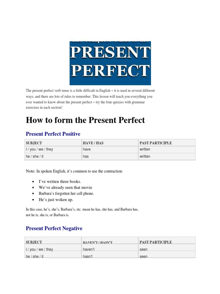 How To Form The Present Perfect | PDF | Grammar | Morphology