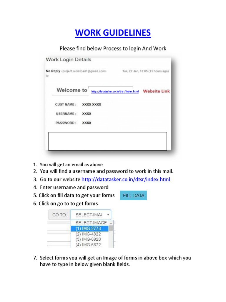 Work Guidelines: Please Find Below Process To Login and Work | PDF | Areas Of Computer Science ...