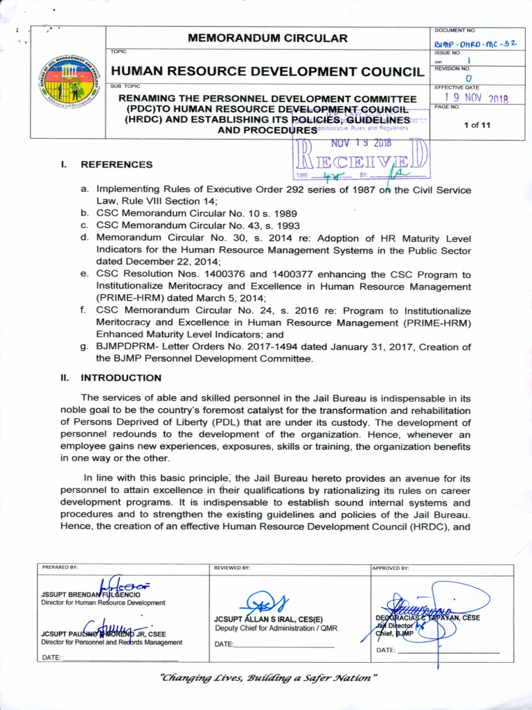 Human Resource Development Council (Memorandum Circular) | PDF